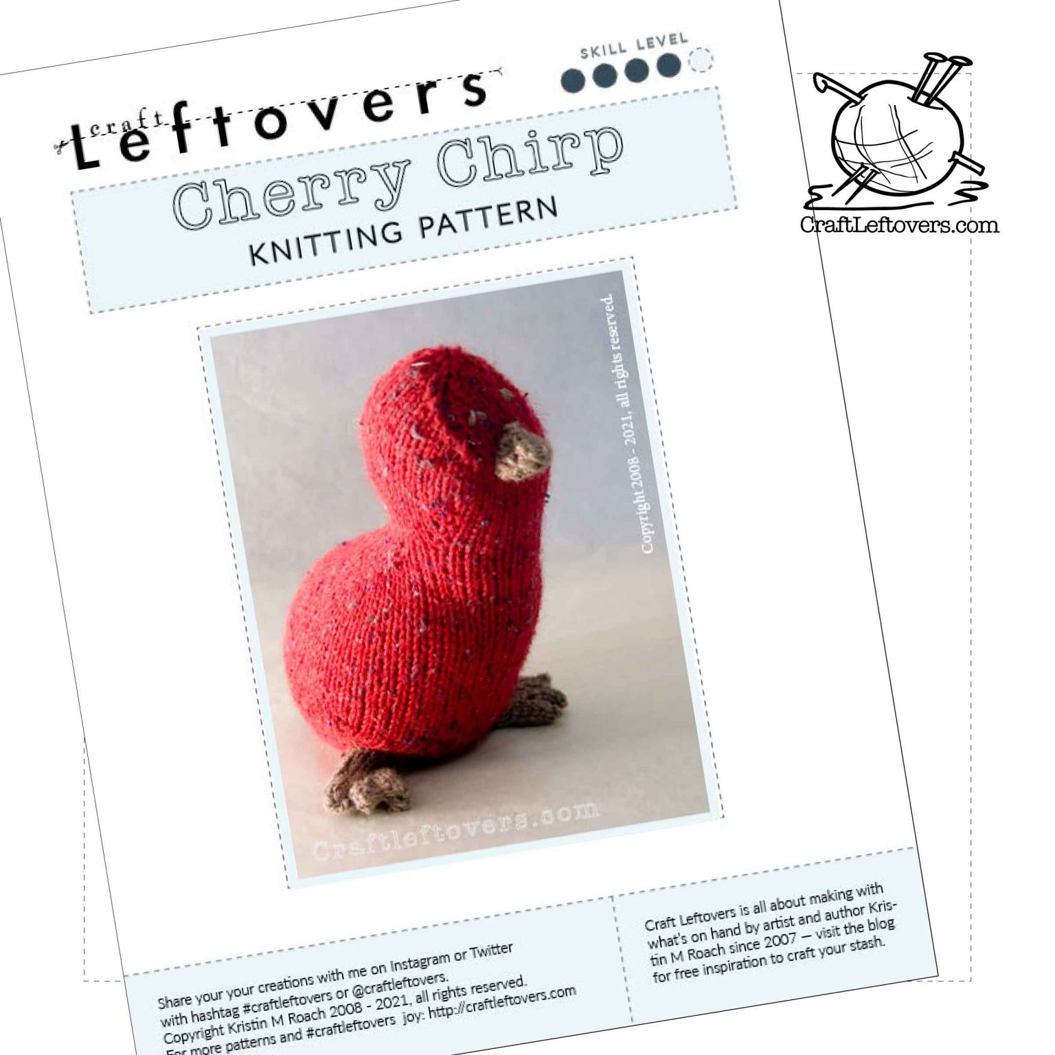 Free Knitting Pattern: Cherry Chirp! – Craft Leftovers